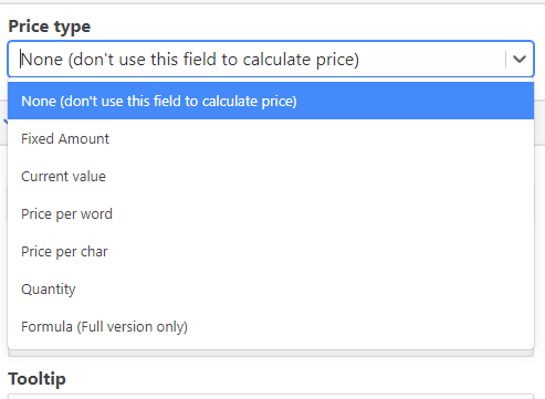 Price Type - All in One Forms