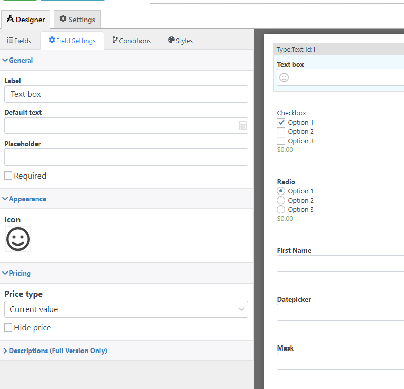Adding Icons - All in One Forms