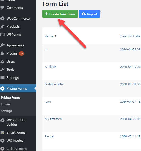 Creating a Form - All in One Forms