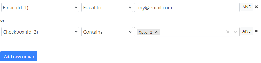 Setting up a condition - All in One Forms