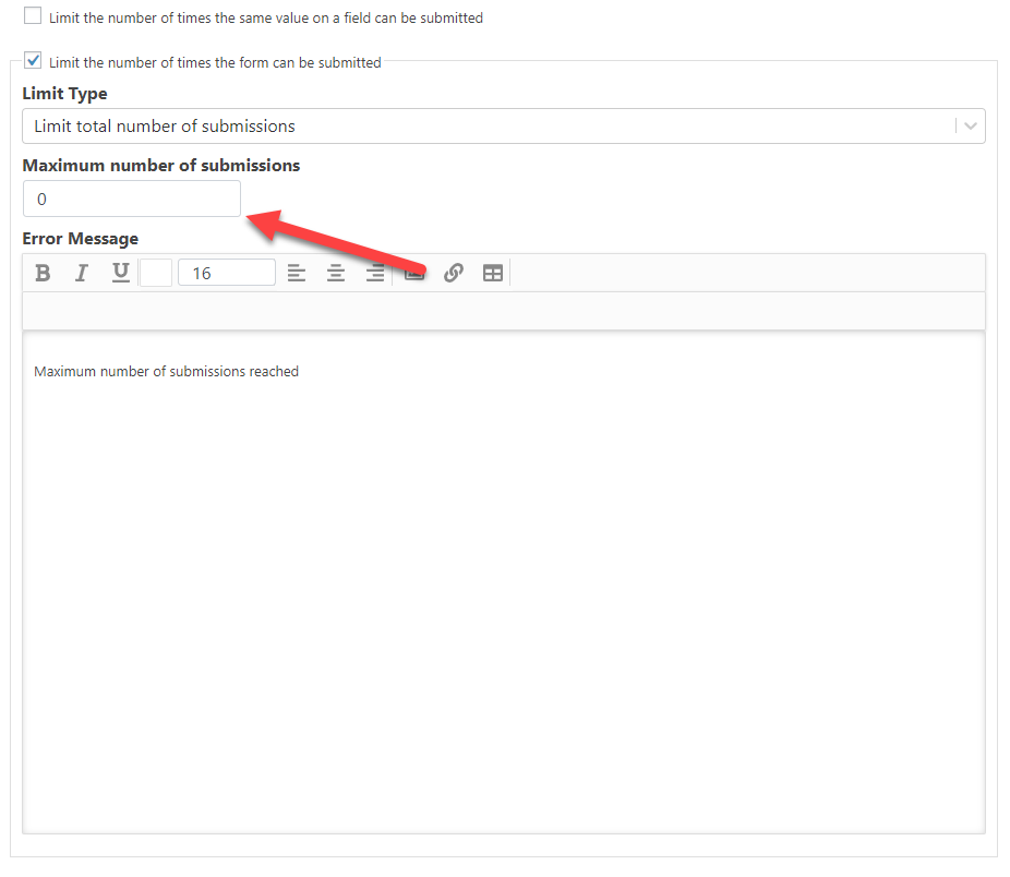 Restrict the number of times a form can be submitted - All in One Forms